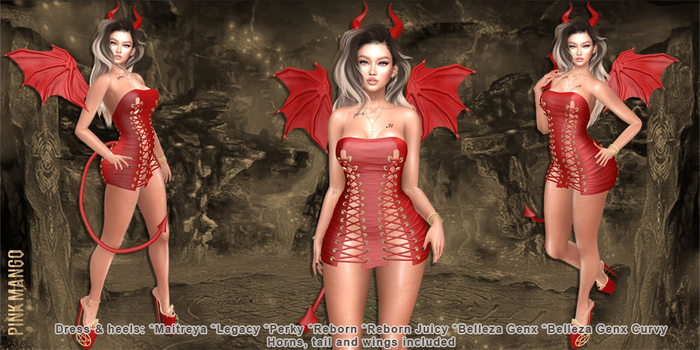 Second Life Marketplace Pink Mango Sexy Demon Red